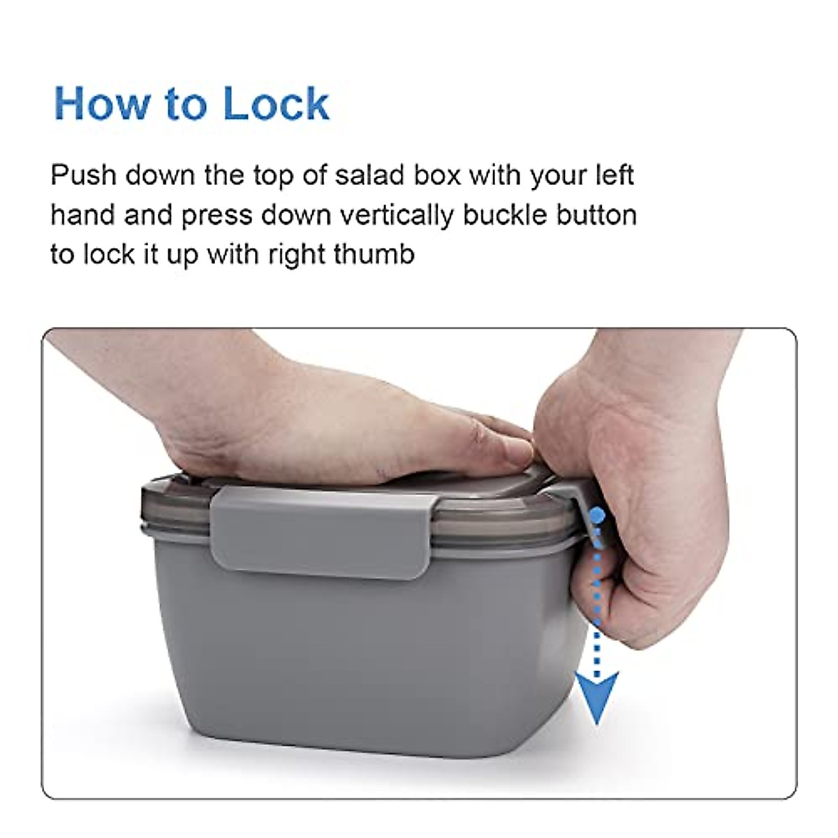 Freshmage Salad Lunch Container To Go, 52-oz Salad Bowls with 3 Compartments, Salad Dressings Container for Salad Toppings, Snacks, Men, Women (Grey)