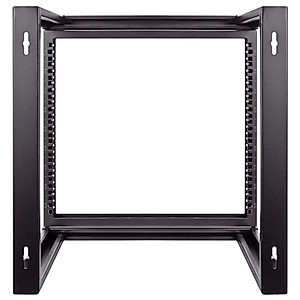NavePoint 9U Server Rack with Swing Gate - 9U Wall Mount Rack for 19 Inch IT Equipment Open Frame Rack – Network Rack Wall Mount for AV & Server Equipment 18” Deep 9U Rack, Black