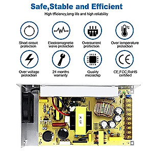 EAGWELL 48V 1200W DC Universal Regulated Switching Power Supply, 25A, 96-130V AC to DC 48 Volt LED Driver, Converter, Transformer for LED Strip Light, CCTV, Computer Project, 3D Printer