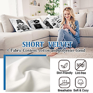 HSINYA Set of 4 18x18 Couch Bed Decorative Pillow Covers Black White Throw Pillow Covers Fashion Girls Bling Perfume Eyelashes High Heels Sayings Gray Flowers Cute Accent Pillow Covers (Black White)