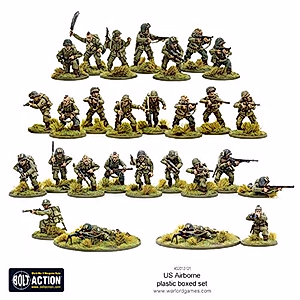 Bolt Action US Airborne Paratroopers 1:56 WWII Military Wargaming Figures Plastic Model Kit