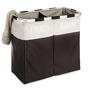 Whitmor Easycare Double Laundry Hamper - Lights and Darks Separator - Espresso