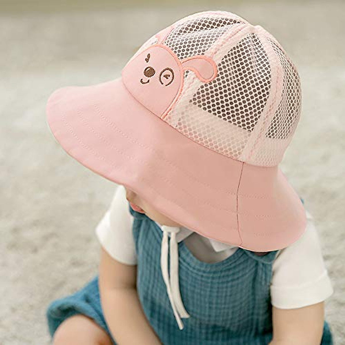T-Models Baby Hat Compatible with Detachable Cover, Infant Protective Hats Fisherman Cap Skin-Friendly (Pink, 44yards (0-6 Month))