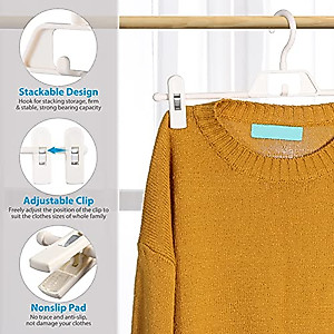 HANABASS 10Pcs Adjustable Clothes Hangers with Clips, Plastic Skirt Hangers, Stackable Pants Hangers, Adjustable Clip Pants Hanger for Kids or Adults Garments