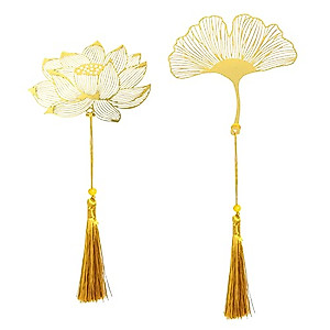 yueton 2PCS Hollow Leaf Bookmark Metal Bookmarks with Tassel Elegant Book Marker for Book Lovers - for Office, School, Home, Library and Bookstore Use