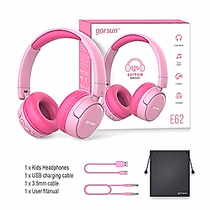 gorsun Kids Bluetooth Headphones with MIC, Children's Wireless Headphones with Microphone 85dB Volume Regulator Stereo Over-Ear Kids Headsets Earphones for Boys,Girls,Toddler,Youth