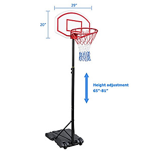 Ochine Basketball Hoop Basketball System Portable Basketball Goal Basketball Equipment with Adjustable Height 5.2ft to 7ft Backboard Stable Base and Wheels for Youth and Adults (Ship from USA)