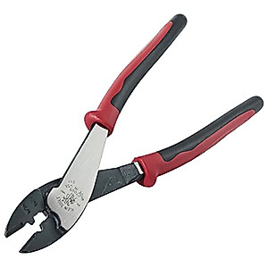 Klein Tools J1005 Crimping and Cutting Tool, Tapered Nose for 10 to 22 AWG Solderless Terminals and Connectors