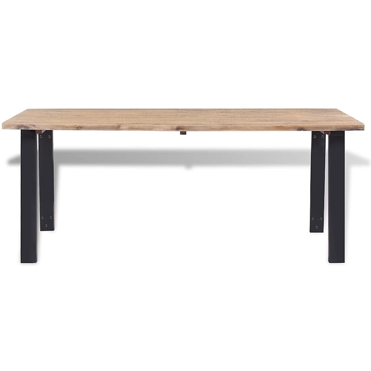 Tidyard Rustic Dining Table Brushed Acacia Wood Top Table with Powder-Coated Metal Legs Industrial Style for Kitchen Dining Room Indoor Outdoor Use Lawn 66.9 x 35.4 x 29.5 in