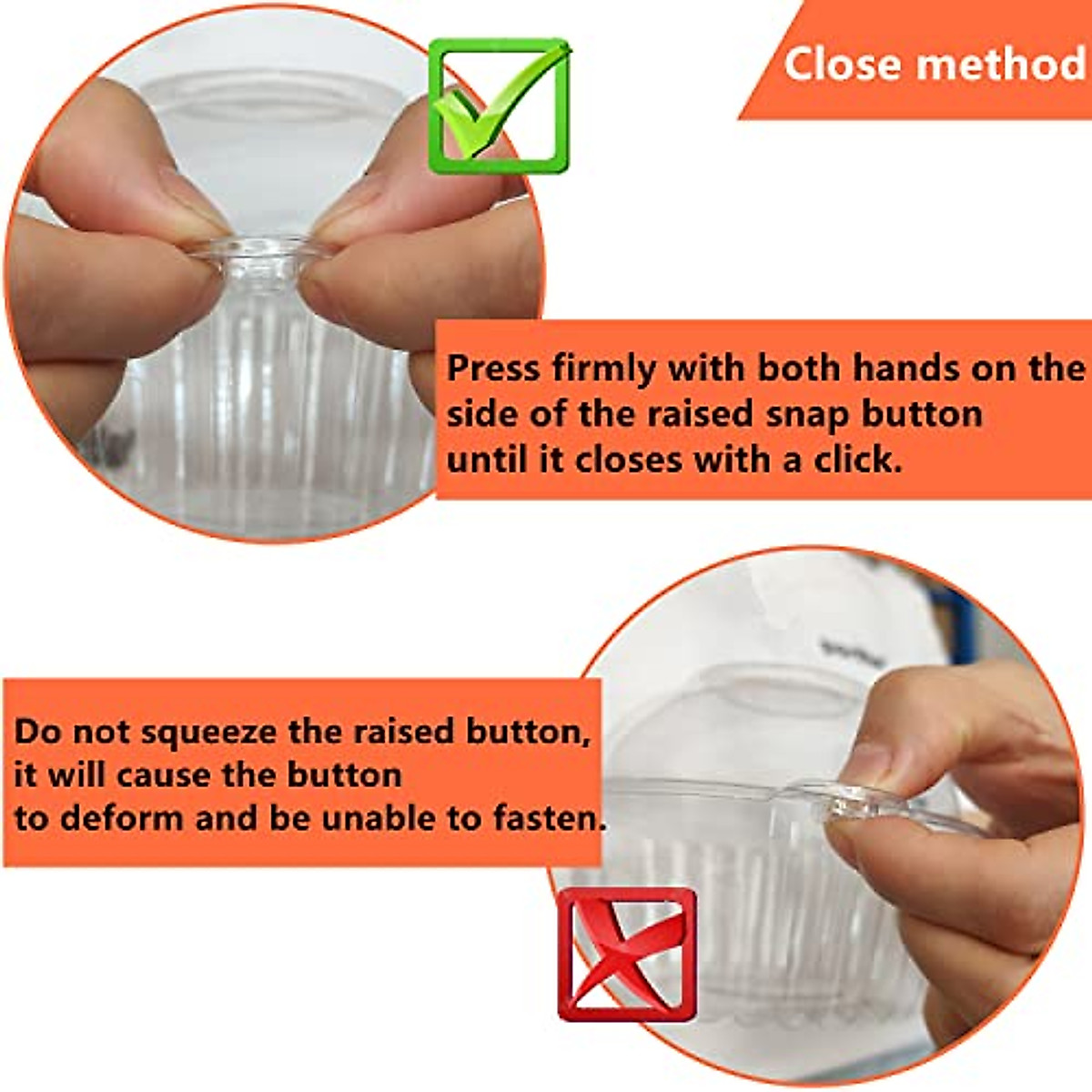 i-CHONY Individual Cupcake Container - 100pcs Cupcake Holder Plastic Disposable Clear Dome Single Cupcake Carrier Holder Muffin Individual Small Container Cases Box Cups