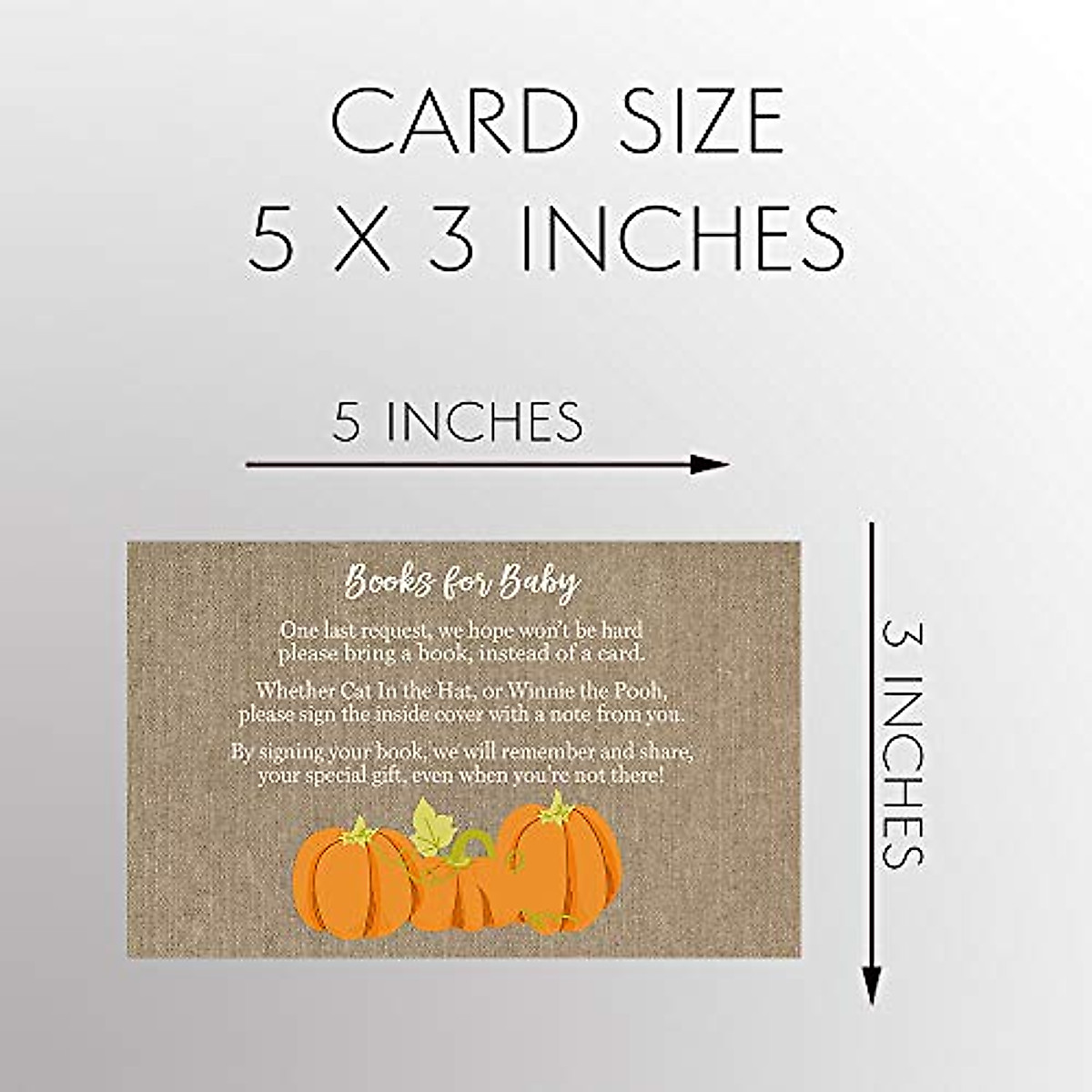 Pumpkin Bring A Book Cards Little Burlap Baby Shower Autumn Fall Halloween Harvest Sprinkle Baby's First Book Library Keepsake (25 count)