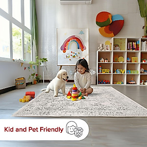 nuLOOM Odell Faded Vintage Area Rug, 4' Square, Ivory