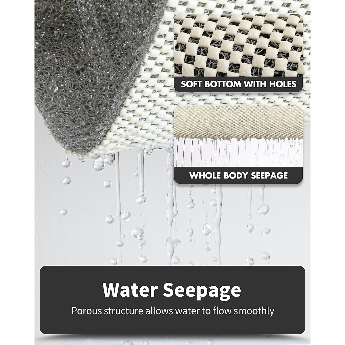 Non-Slip Bathtub Mat, 17x 30 Inch, Shower Mats for Bath Tub, PVC Loofah Bathroom Mats for Wet Areas, Quick Drying