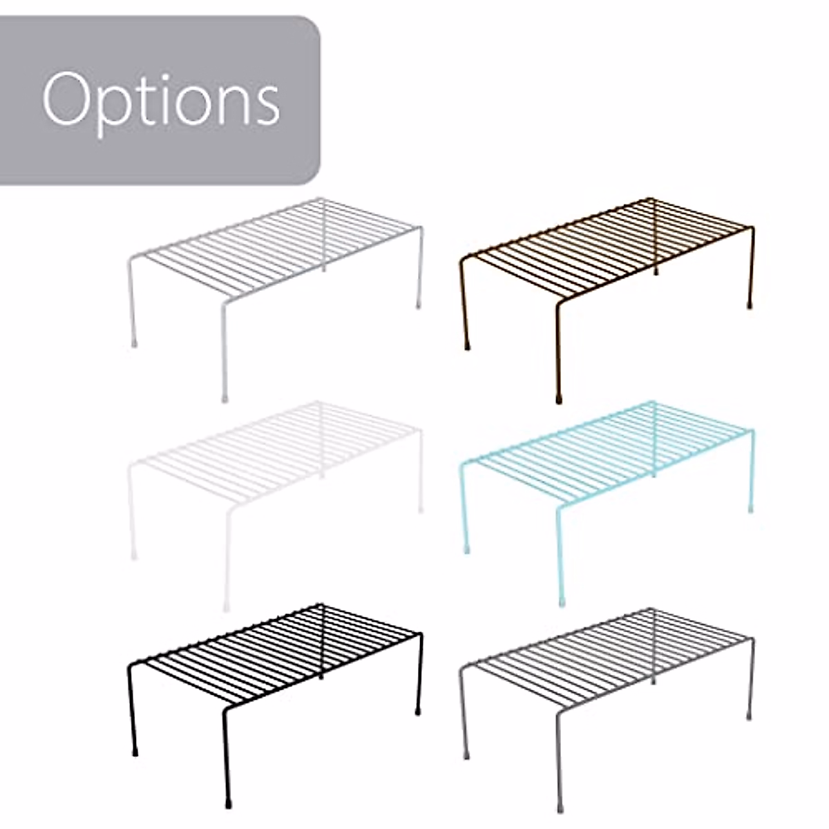 Smart Design Classic Storage Shelf – Large (8.5 x 16 in.), Black – Sturdy Steel Pantry Organizer with Rust-Resistant Finish and Non-Slip Feet for Easy Home Organization and Storage