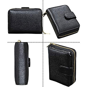 Beurlike Women's RFID Credit Card Holder Organizer Case Leather Security Wallet (Black)