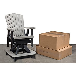 DutchCrafters Slat Fan Back Poly Balcony Adirondack Swivel Glider with Footrest Outdoor Patio Chair (Black & Blue)