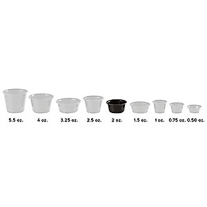 4U'LIFE 2 oz.Black Plastic Souffle Cup/Portion Cup With Lids-50 Sets