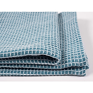 KAF Home Set of 4 Centerband and Waffle Flat Kitchen Towels | 18 x 28 Inch Absorbent, Durable, Soft, and Beautiful Kitchen Towels | Perfect for Messes and Drying Dishes - Teal
