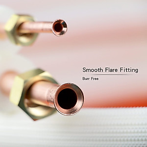 33ft Length Mini Split Line Set,3/8" 5/8" OD Copper Pipes Tubing and 3/8 White PE Thickened Insulated Coil with Flared Nuts for Mini Split Air Conditioner HVAC or Heat Pump System. (33FT(3/8+5/8))
