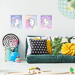 Unicorn Wall Decor, Glow In The Dark Unicorn Posters for Girls Bedroom, Glowing Pictures including Inspired Words, Birthday Gift for Girls, Little Kids Nursery, Toddlers