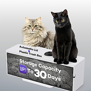 Popur X5 Automatic Cat Litter Box Self Cleaning - Auto Plastic Bin, Smart APP Control & Odor Eliminator - No Smell Open Top Litter Tray Safe for Pet, Electric Kitty Robot Litter Pan Free from Scooping