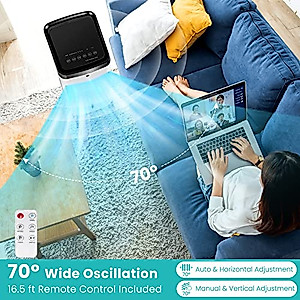 LDAILY 3-in-1 Evaporative Air Cooler, Wide Oscillating Air Cooler w/ 4 Modes, 3 Speeds, 2-12H Timer, Remote Control & 2 Ice Packs, 3.5L Water Tank, Air Cooler for Room Home Office