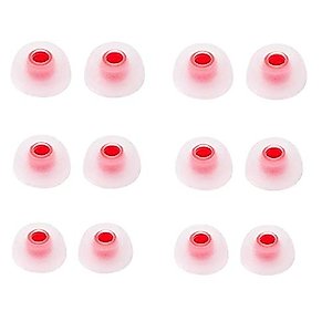 BLLQ 12 PCS Replacement Ear Gels Ear Buds Tips Eargels Compatible with Jabra Elite Active 65t Earbuds/Jabra Elite 65t Earbuds / 75t Earbuds, S/M/L 3 Size 6 Pairs, White-Red 65t Tips