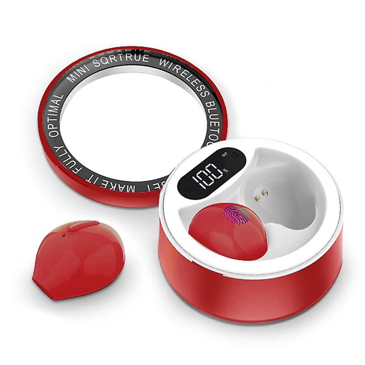 Xmenha Invisible Earbuds Smallest Wireless Bluetooth Small Tiny Ear Buds Secret Hidden Headphones for Work Sleeping Music Comfort Mini Sleep Earbuds for Side Sleepers Red