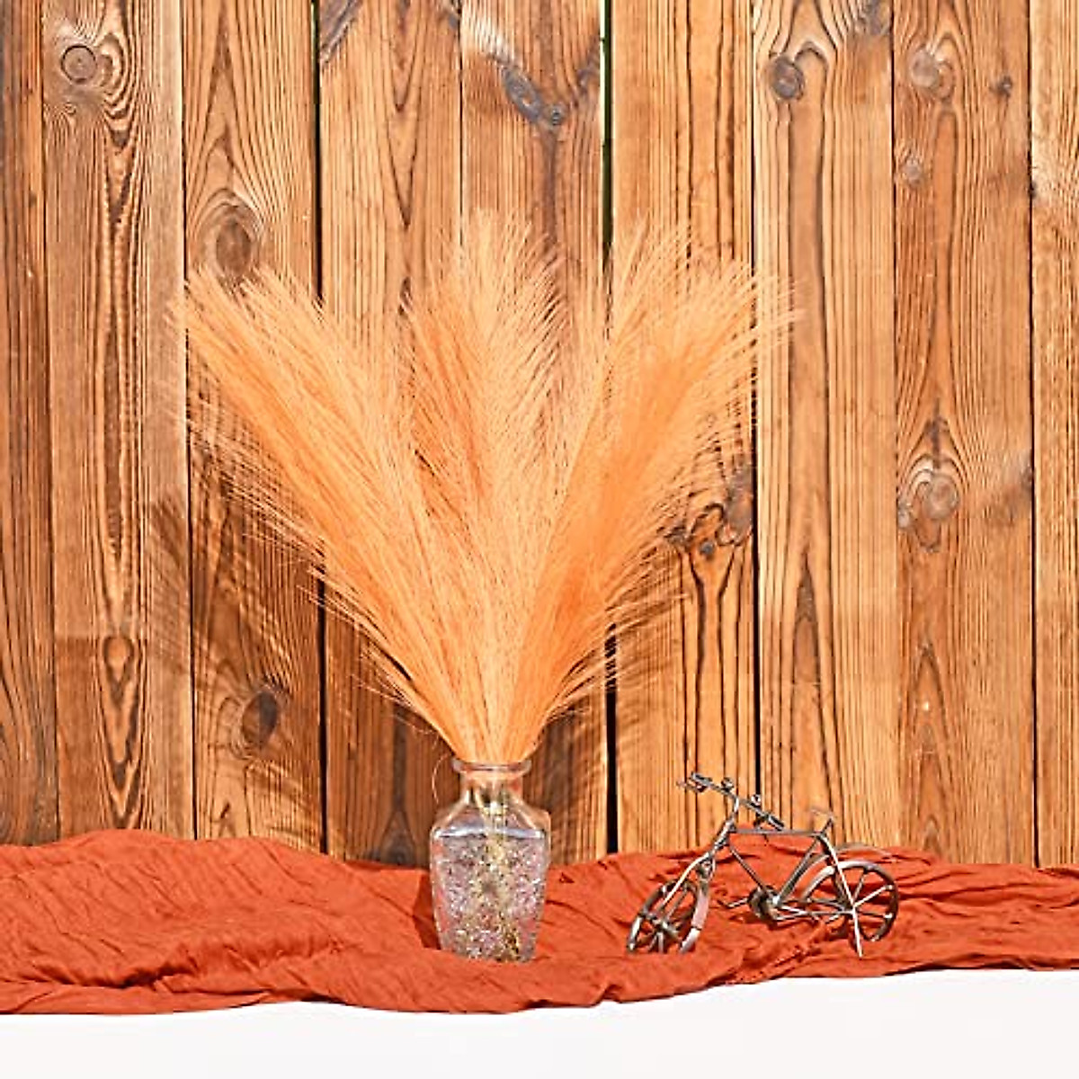 ONLY ART 20pcs Orange Artificial Silk Pampas Grass 17” for Mother's Day Home Kitchen Wedding Party Special Event Spring Holiday Decorations
