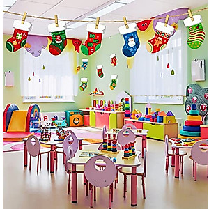 SICOHOME Christmas Cut-Outs for Classroom 4"x6" Assorted Xmas Stocking Cut-Outs with Glue Point Dots for Winter Bulletin Board Classroom School Christmas Candy Party Decorations