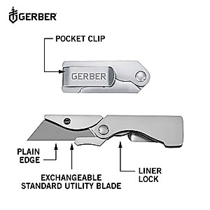 Gerber Gear 22-41830N EAB Pocket Knife and Money Clip, EDC Gear, Fixed Blade Knife, Stainless Steel