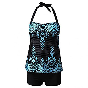 JEGULV Womens Swimsuits Two Piece Flowy Tankini Bathing Suits for Women with Boyshorts Tummy Control Swimsuits Two Piece Swimwear Tank Top Girls Fashion