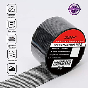Window Screen Repair Kit Tape Fiberglass Repair Kit for Window Screen and Screen Door Tears Holes 3-Layer Strong Adhesive Window Screen Mesh Repair Waterproof Screen Repair Kit（2"×80 "）Grey