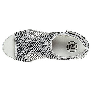 Propét Womens TravelActiv Sandal, Silver/Black, 8 Wide US