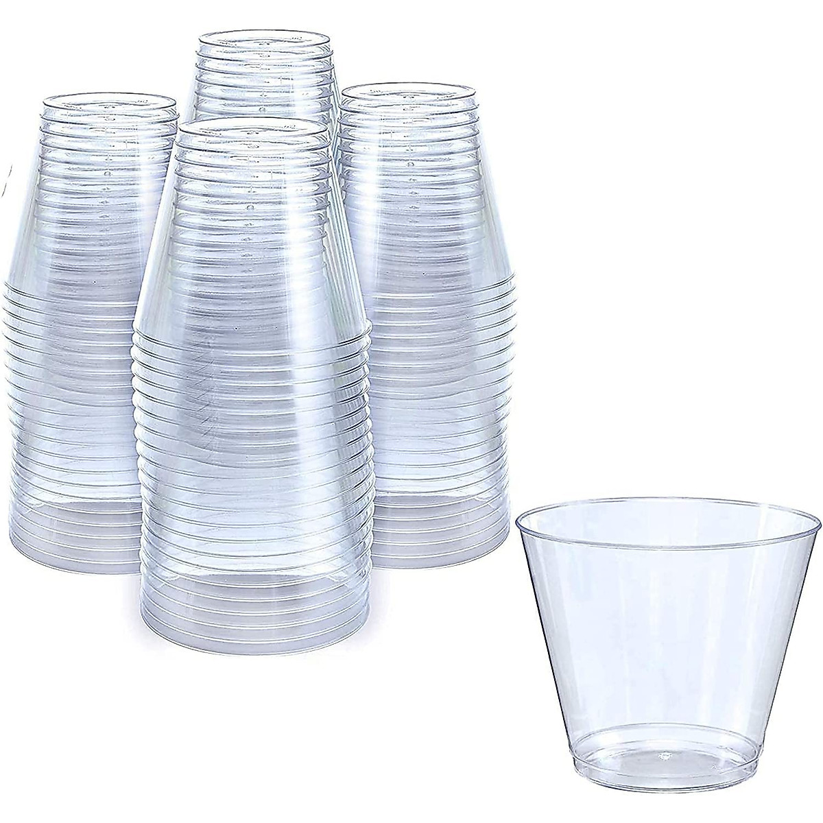 Prestee Small Clear Plastic Cup - 5 oz Plastic Cups - 200 Pack Small Plastic Cups - Hard Clear Cups - Clear Disposable Cups - Plastic Wine Cups - Plastic Cocktail Glasses - Plastic Drinking Cups