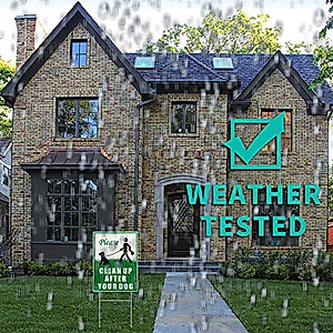HISVISION Please Clean Up After Your Dog 2 Pack, 12" x 9" Yard Sign with Metal Wire H-Stakes, UVresistance, Waterproof, Non-Fading, Easy to Install No Pooping Dog Lawn Sign- Double Sided