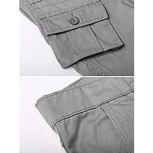 OCHENTA Men's Cotton Casual Cargo Work Pants Military Tactical Combat with 8 Pockets Hiking Light Grey 42