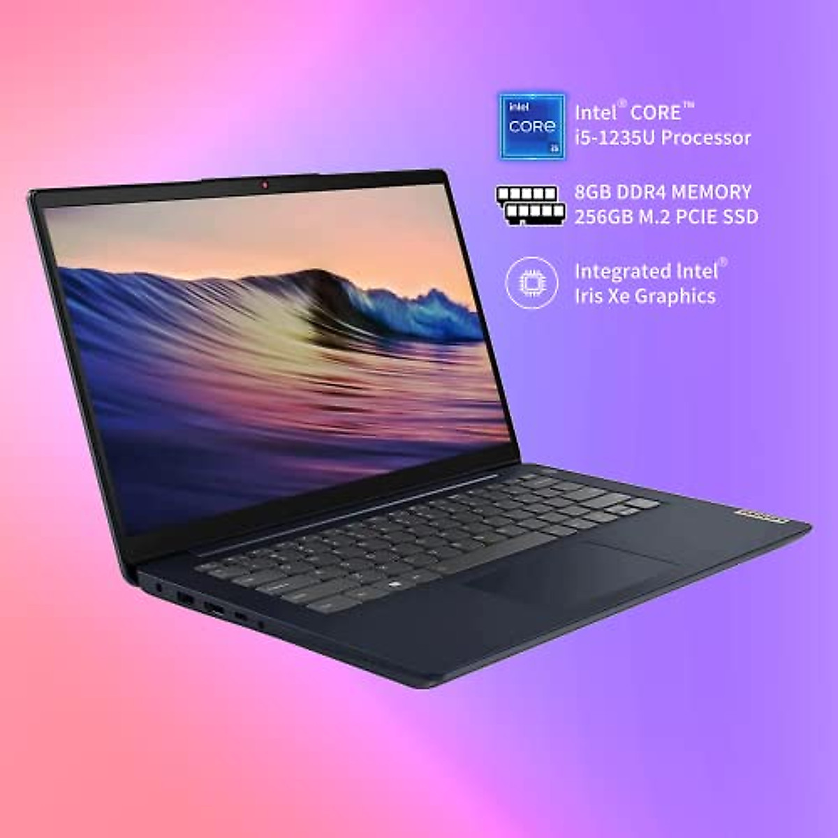 Lenovo 2022 IdeaPad 3i 14" FHD Business Laptop, Intel 12th Gen i5-1235U, 8GB RAM, 256GB PCIe SSD, Backlit Keyboard, Intel Iris Xe Graphics, 720P Webcam, Abyss Blue, Win 11, 32GB Snowbell USB Card