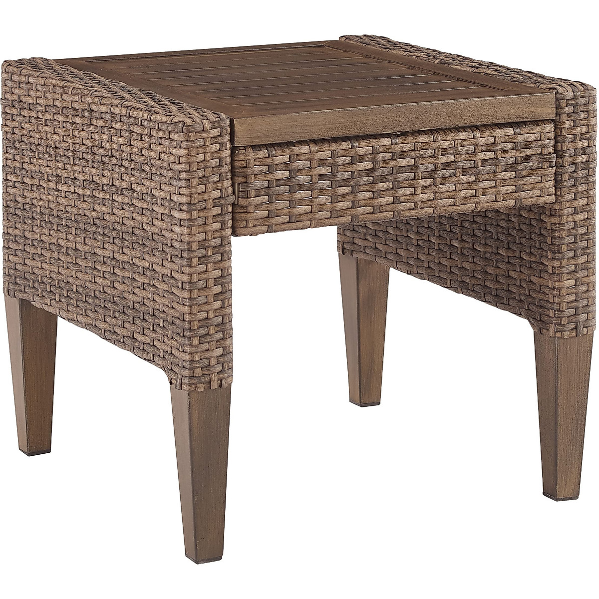 Crosley Furniture Capella All Weather Rattan Wicker Outdoor Side Table for Patio, Deck, Porch, Brown