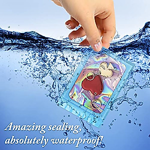 100 Pack Holographic Bags,Smell Proof Packaging Bags, Clear Window Resealable Odor Foil Pouch Mylar Bags for Food Storage and Lipgloss, Jewelry Lash (Blue, 2.4 x 3.9 Inch)