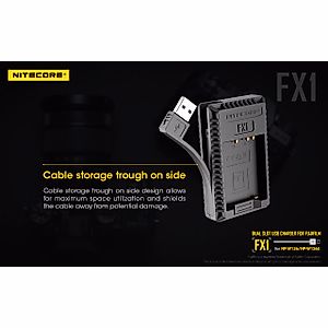 Nitecore FX1 2-Slot Digital Charger and NC-BP004 Battery Bundle Compatible with Fujifilm NP-W126 and NP-W126S Batteries
