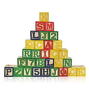 Number 1 In Service Wooden Alphabet Blocks, Best Wagon ABC Wooden Block Letters Come in a Pull Wagon for Easy Storage and Movement, Most Entertaining Wooden Toy for Toddlers, 30 Pieces Set.