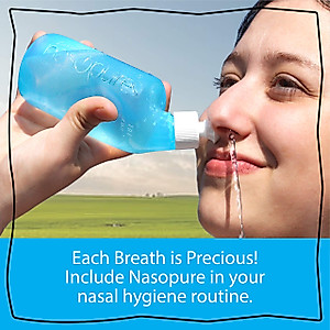Nasopure Nasal Wash, System Kit, “The Nicer Neti Pot” Sinus Wash Kit, Comfortable Nasal Rinse 8 Oz Bottle & 20 Salt Packets (3.75 Grams Each), Nasal Congestion, Cold, Flu, Allergy, Nasal Irrigation