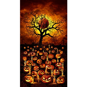 Jack O Lantern Blood Moon Panel, from The All Hallows Eve Collection by Timeless Treasures Fabric, 100% Cotton, 44/45in Wide, 24 Inch Panel, PANEL-CD29141 Orange, Sold by The Panel
