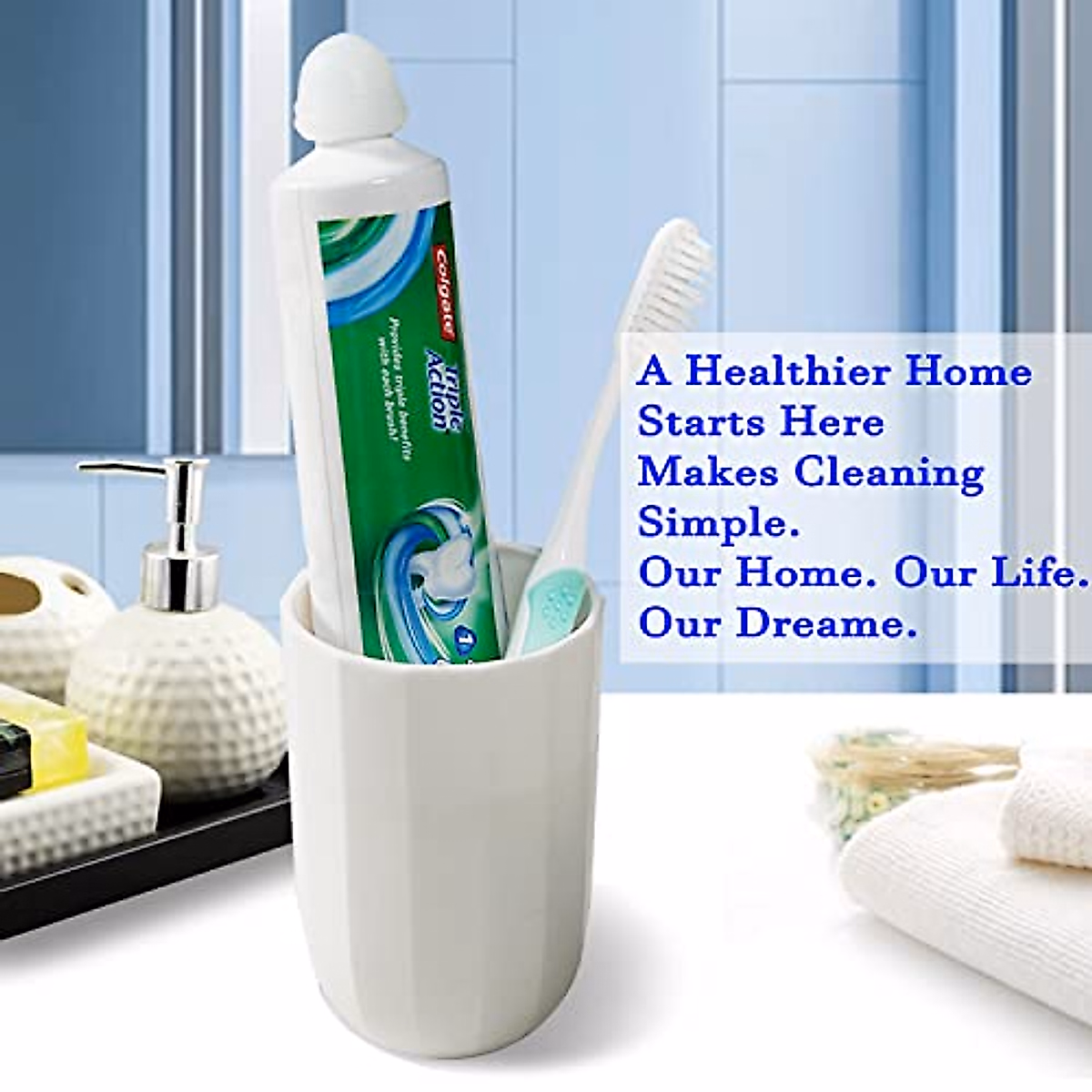 Toothpaste Caps, 6 Pieces Self-Closing Toothpaste Squeezer Dispenser, Suitable for Children and Adults in The Kids Bathroom, Food Grade Silicone and BPA Free Toothpaste Caps by ILouxNei