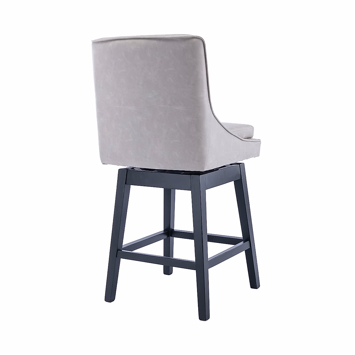 Kmax PU Leather Counter Height Bar Stools Swivel Modern Bar Stools with Wood Legs Footrest for Dining Room Kitchen Island, Set of 2- Beige