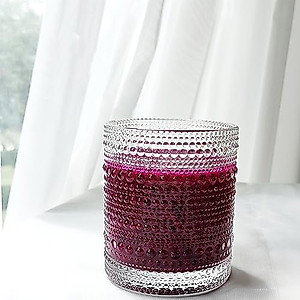 JPPSUJJ Cocktail Glasses 10 oz Hobnail Drinking Glasses Set of 6, Vintage Glassware, Textured Glass Cups Bubble Glasses Water Glasses Old Fashion Jupiter Glasses Set, Clear