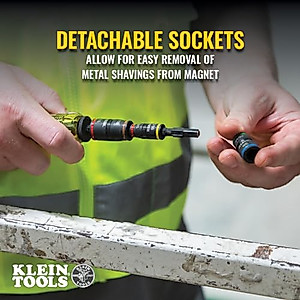 Klein Tools 32766 Impact Driver, 3-in-1 Impact Flip Socket and Bit Holder, 1 /4-Inch and 5/16-Inch Hex Drivers, 3-Inch Length