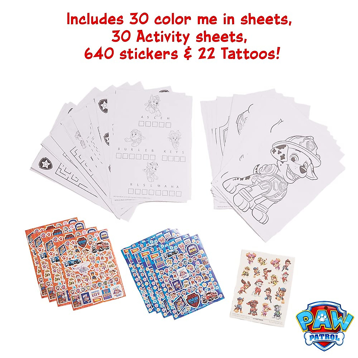 Innovative Designs Nickelodeon Paw Patrol The Movie Deluxe Activity Set with Carrying Tin, Coloring Sheets, Tattoos, Stickers, & Art Supplies