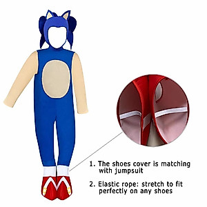 nezababy Boy's Girl's Jumpsuit Rompers with Headpiece Gloves Overall Cosplay Bodysuit Outfits Costume Props, Blue